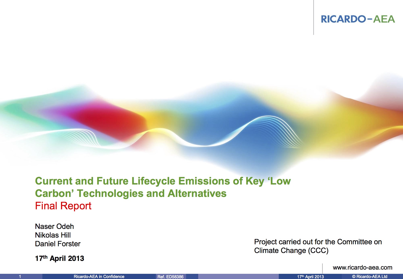 Current and future lifecycle emissions of key low-carbon technologies ...